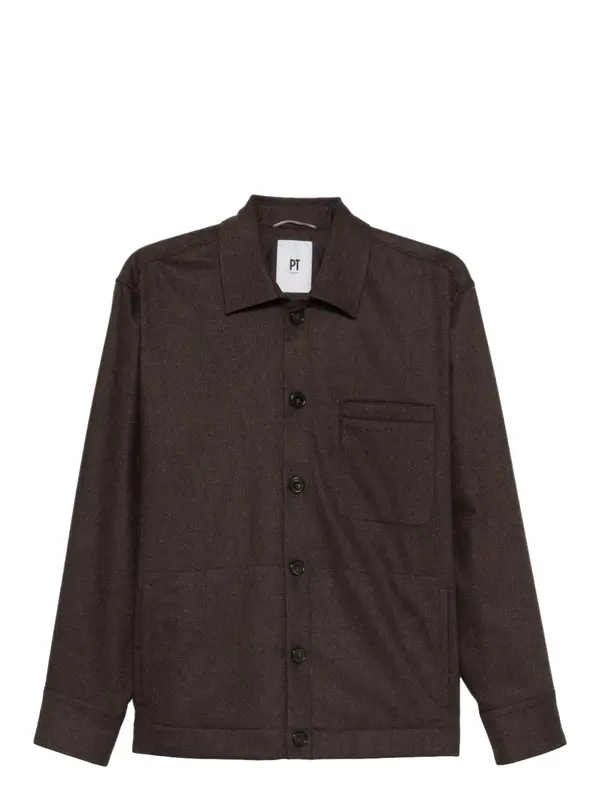 PT TORINO Spread-collar Shirt Jacket - Brown