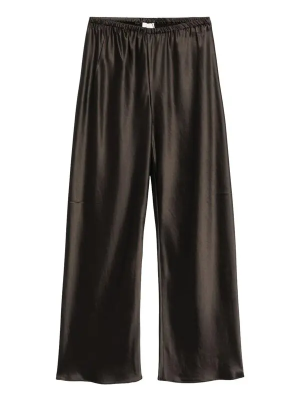 Almada Label Bias Satin Trousers - Brown