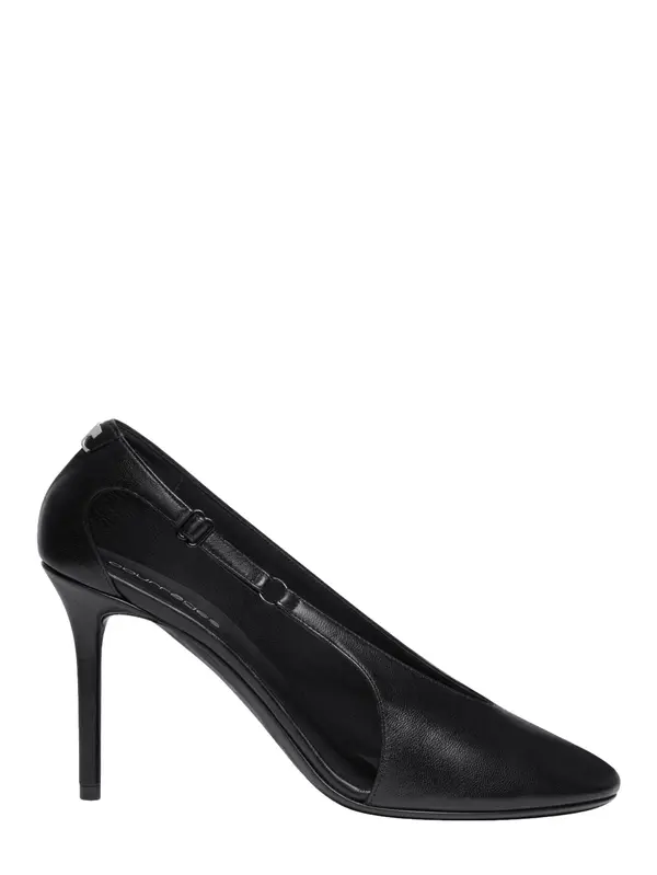 COURREGES 100mm Oblique Leather Pumps - Black