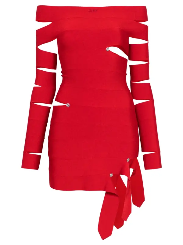 Off-White Crystal-embellished Mini Dress - Red