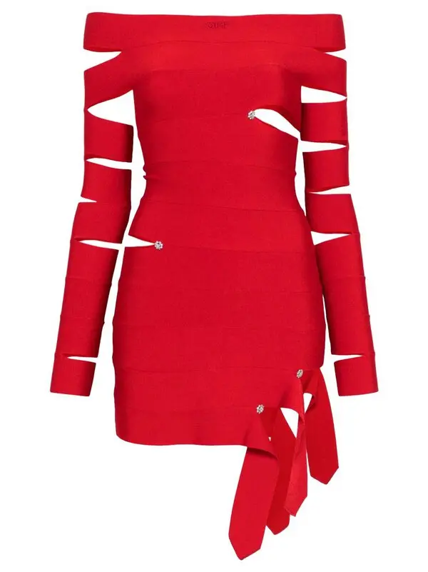 Off-White Crystal-embellished Mini Dress - Red