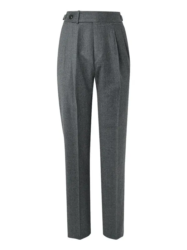 Purdey Straight-leg Pleated Wool-flannel Trousers - Gray