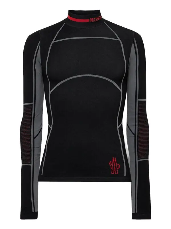 Moncler Logo-jacquard Stretch-knit Ski Base Layer - Black
