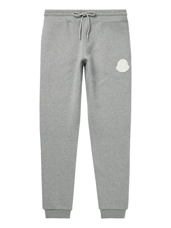 Moncler Slim-fit Tapered Logo-appliquéd Cotton-jersey Sweatpants - Gray