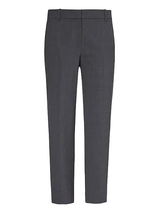Theory Pressed-crease Stretch-wool Trousers - Charcoal Melange