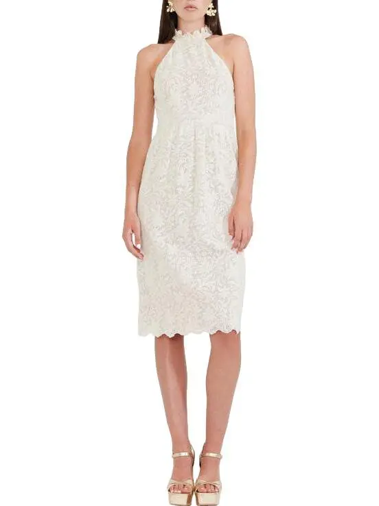 EDDY Name Illona Crochet Midi Dress - Ivory Crochet Lace