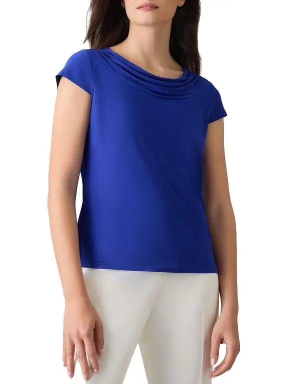 KASPER Cap Sleeve Cowl Neck Top - Royal