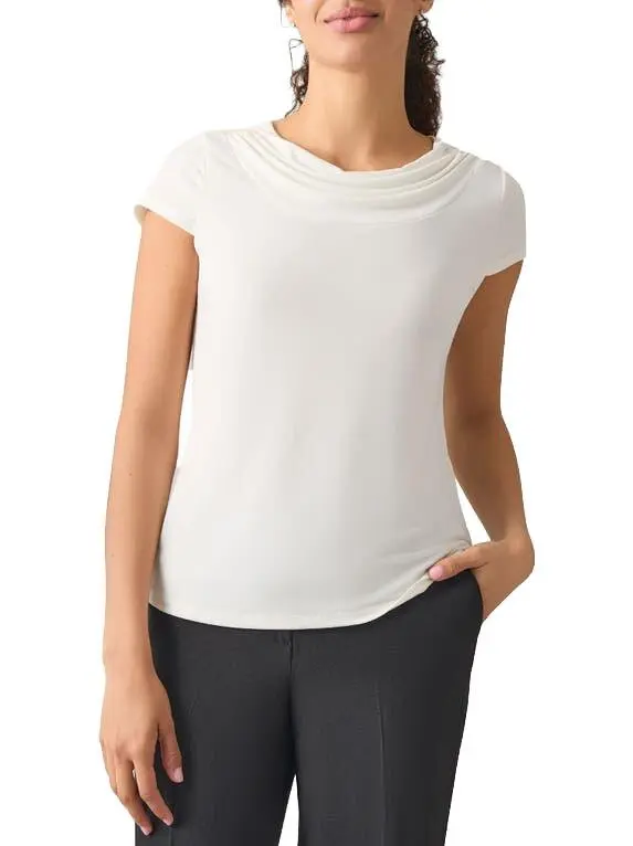 KASPER Cap Sleeve Cowl Neck Top - Vanilla Ice