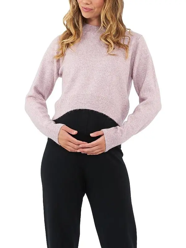 RIPE MATERNITY Tia Crop Knit Sweater - Pink Marle