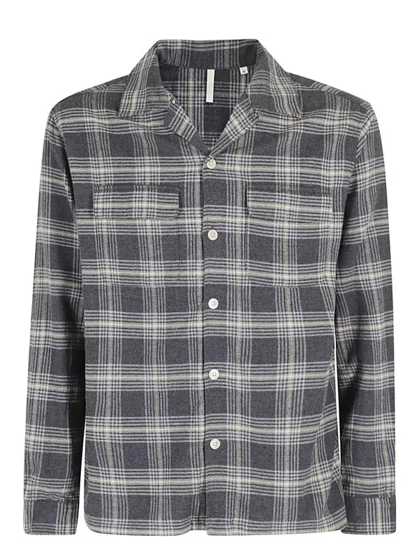 SUNFLOWER Buttoned Plaid Shirt - Grey