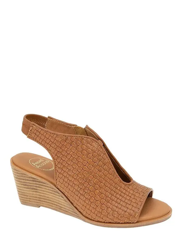 Andre Assous Belinda Wedge Sandals - Cognac Woven
