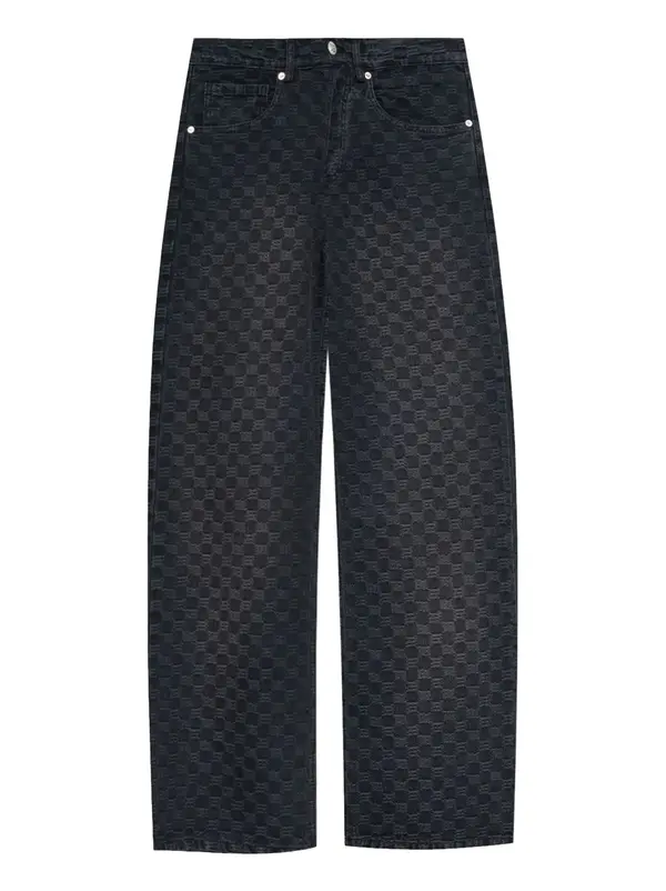 MISBHV Jacquard Monogram Wide Leg Jeans - Black