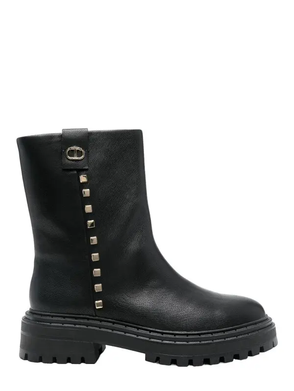 TWINSET Logo-plaque Ankle Boots - Black
