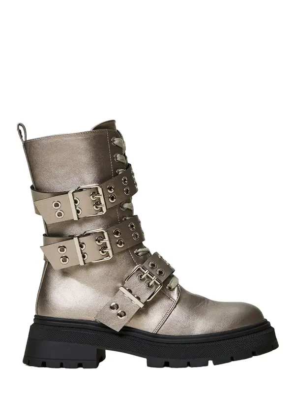 TWINSET 50mm Laminated Strap Boots - Silver