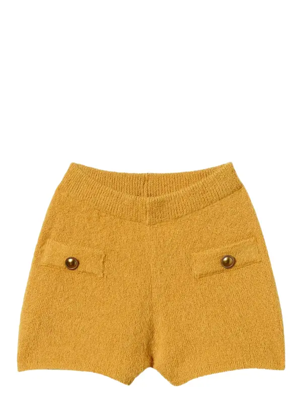 TWINSET Emily Knit Mini Shorts - Yellow