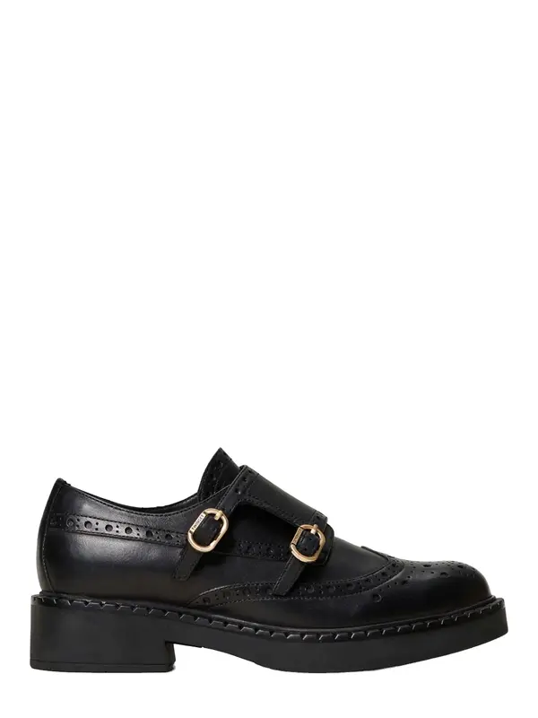 TWINSET Double-strap Leather Oxford Shoes - Black
