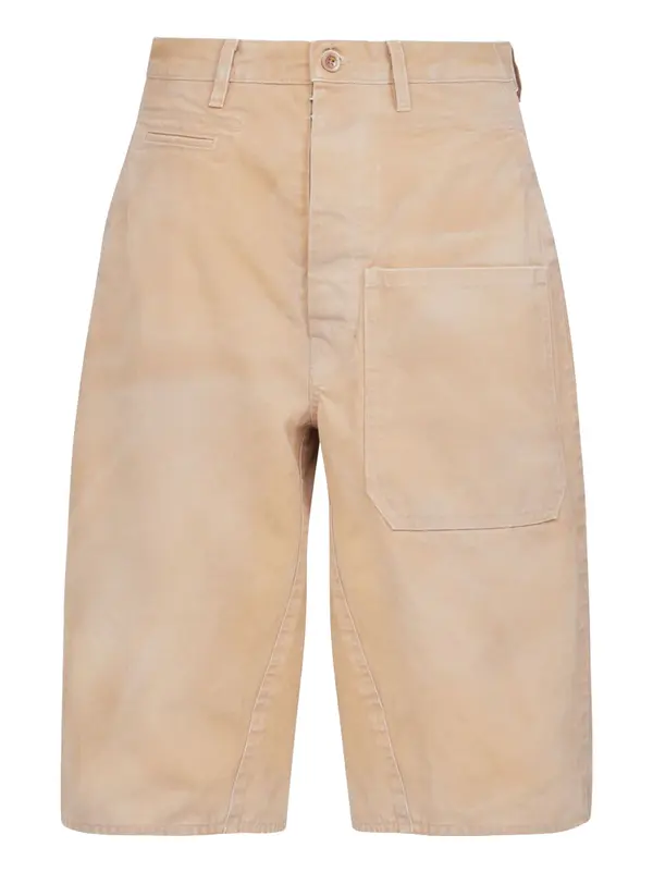 MAISON MARGIELA High-waisted Cotton Shorts - Neutrals