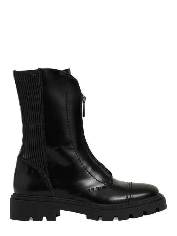 REISS Sophie Leather Zip-front Ankle Boots - Black