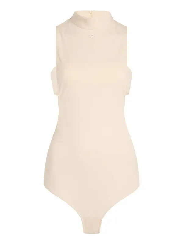 COURREGES Mockneck Crepe Jersey Bodysuit - Ivory