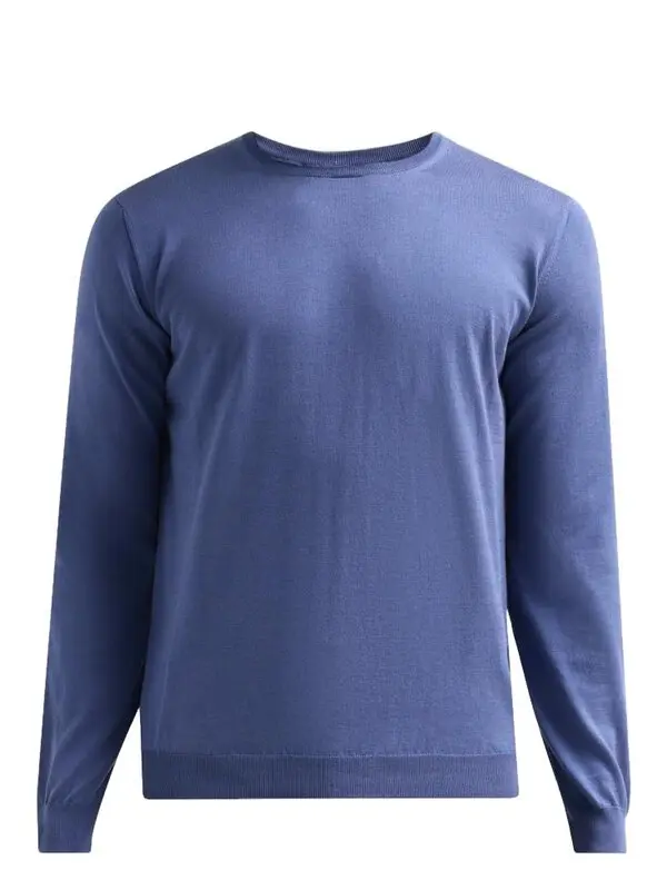 Giorgio Armani Silk-cotton Crewneck Sweater - Avio