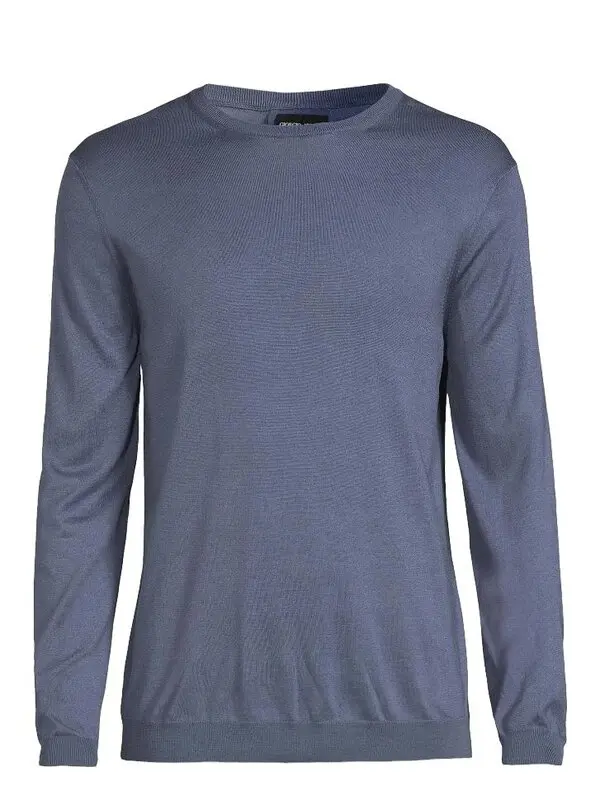 Giorgio Armani Silk-cotton Crewneck Sweater - Blue