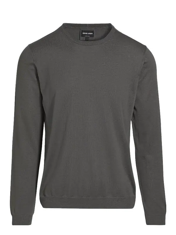 Giorgio Armani Silk-cotton Crewneck Sweater - Grey