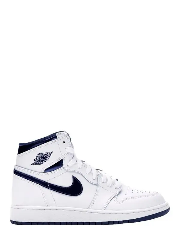 JORDAN 1 Retro High-top Sneakers - White/metallic Navy Blue