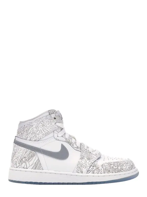 JORDAN 1 Retro Laser High-top Sneakers - White/metallic Silver