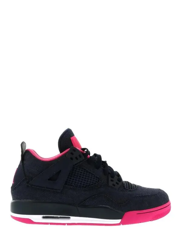 JORDAN 4 Retro Denim Sneakers - Dark Obsidian/vivid Pink/white