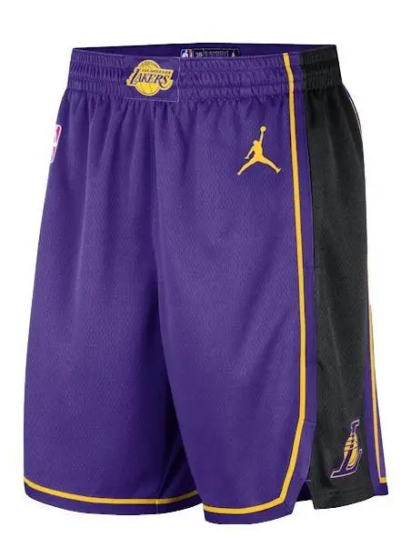 JORDAN Nba Los Angeles Lakers Statement Edition Swingman Drifit Shorts - Purple/yellow