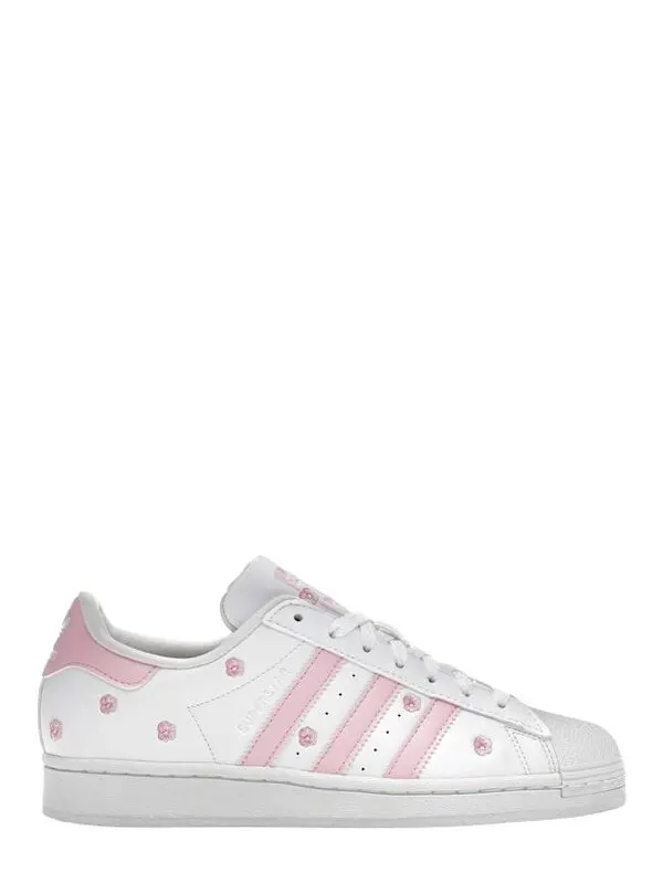 Adidas Superstar Lace Up Sneakers - Cloud White/clear Pink