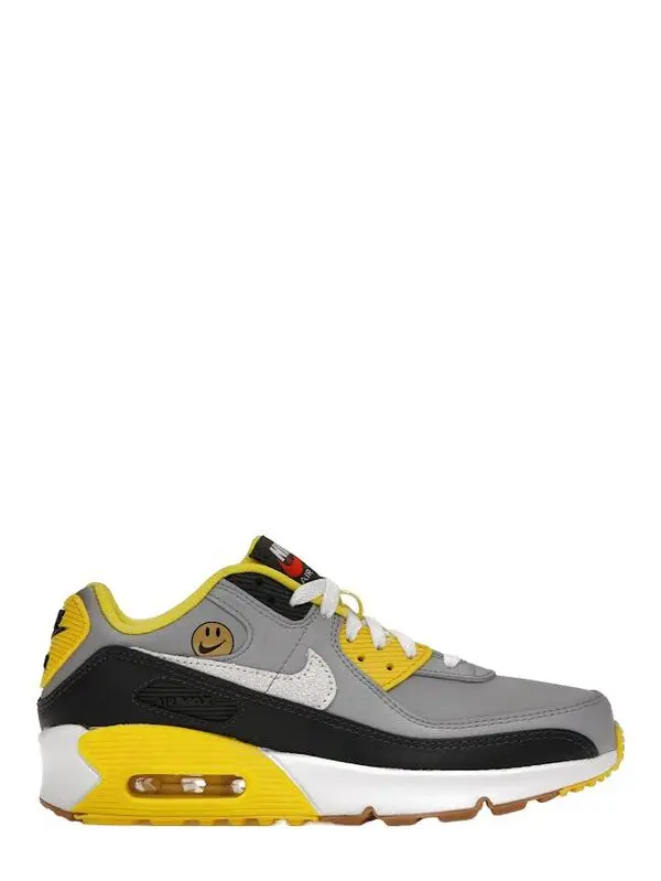 Nike Air Max 90 Leather Sneakers - Wolf Grey/anthracite/yellow Strike