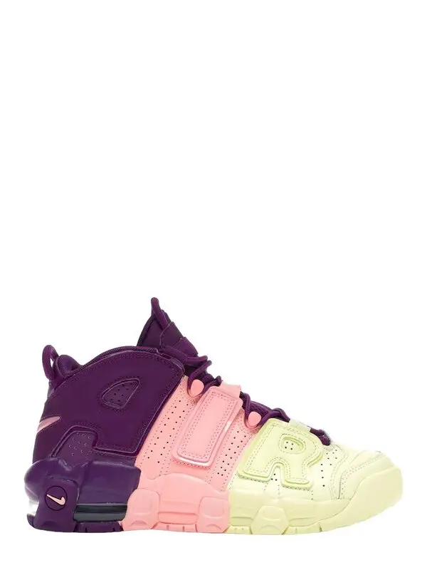 Nike Air More Uptempo Tricolor Sneakers - Citron Tint/pink Tint/night Purple