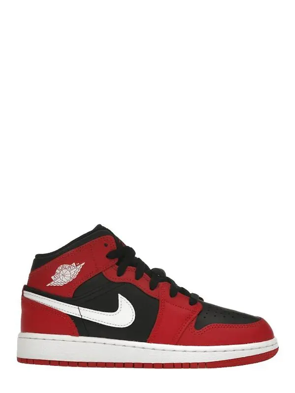JORDAN 1 Mid Sneakers - Black/gym Red/white