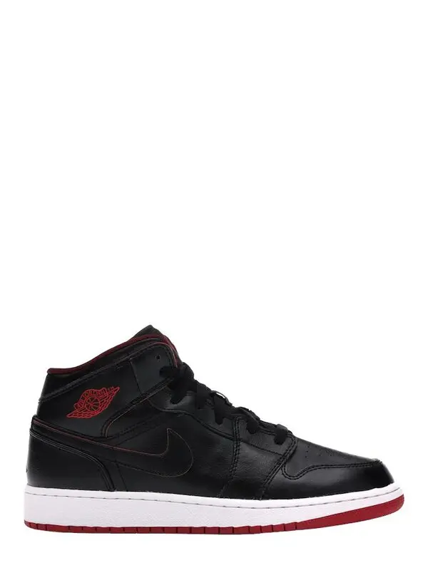 JORDAN 1 Mid Sneakers - Black/white/gym Red