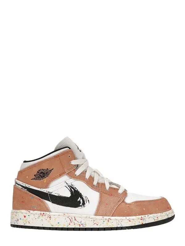 JORDAN 1 Mid Se Brushstroke Sneakers - Sail/black/cider