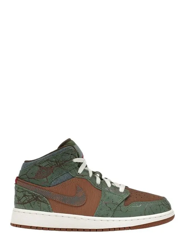JORDAN 1 Mid Sneakers - Archaeo Brown/treeline/coconut Milk