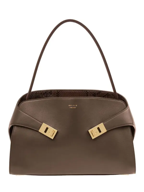 FERRAGAMO Hug Soft Shoulder Bag - Beige