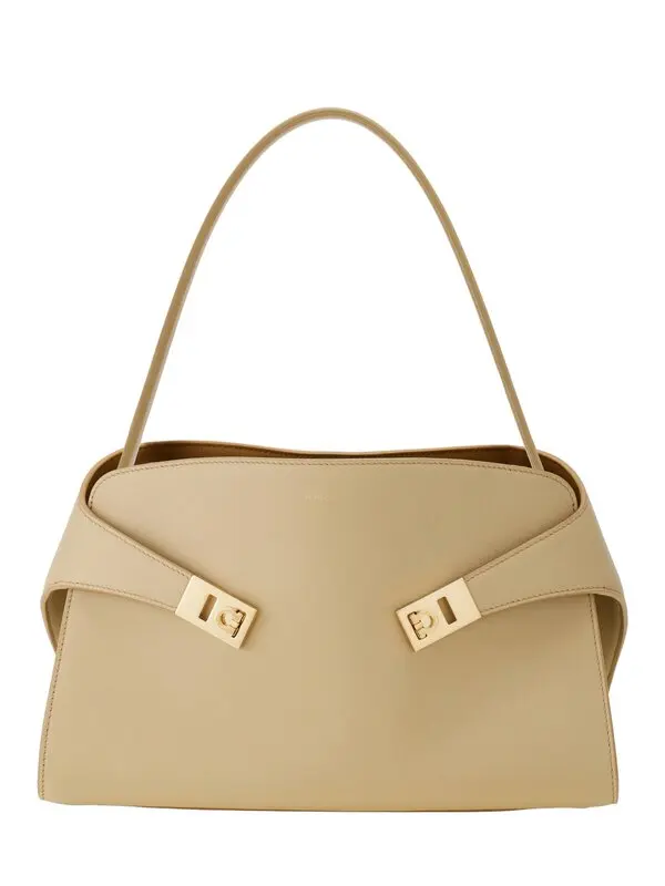 FERRAGAMO Hug Soft Shoulder Bag - Beige