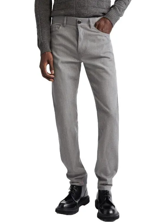 Isaia Five-pocket Slim Fit Chinos - Medium Grey