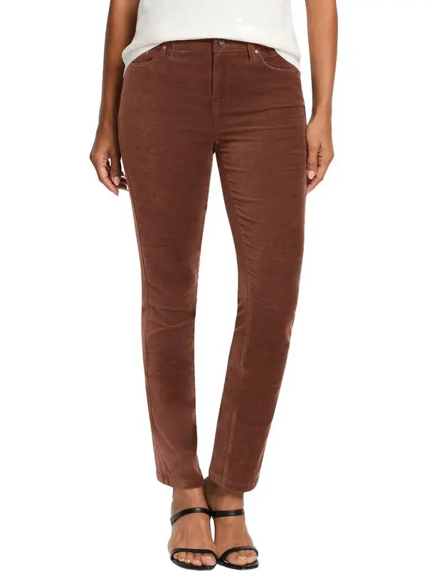 NIC+ZOE High Waist Velveteen Ankle Pants - Chai