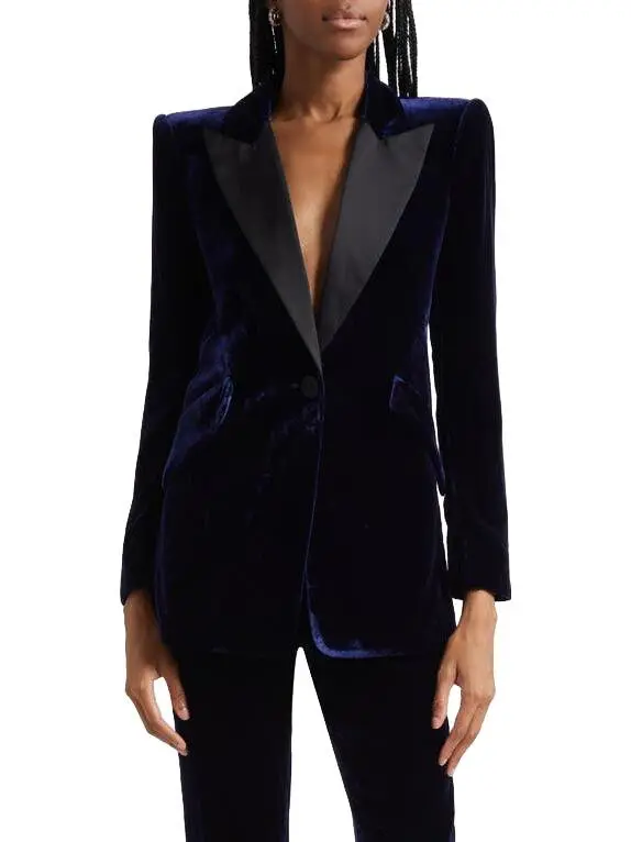 L'Agence Sheila Velvet Blazer - Midnight/black