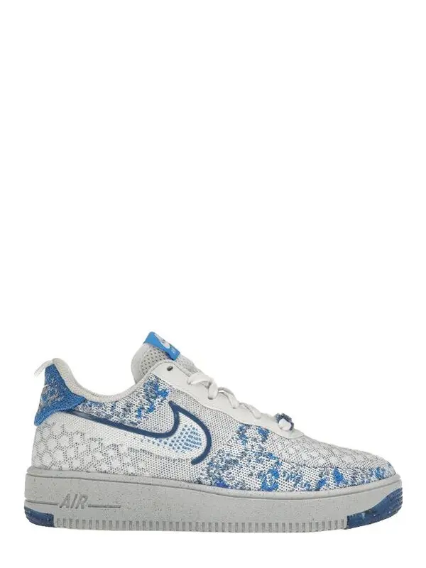Nike Air Force 1 Low Crater Flyknit Sneakers - White/dark Marina Blue/football Grey