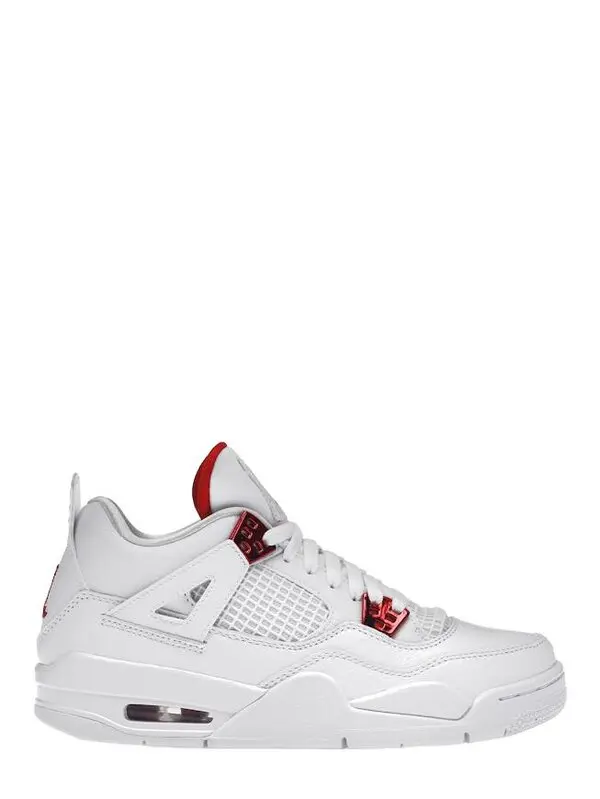 JORDAN 4 Retro Metallic Sneakers - White/university Red/metallic Silver