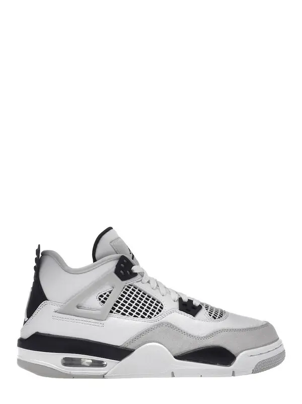 JORDAN 4 Retro Military Black Grade School - White/black/neutral Grey