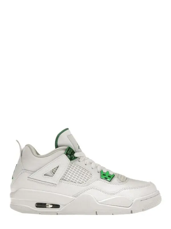 JORDAN 4 Retro Metallic Green Sneakers - White/metallic Silver/pine Green