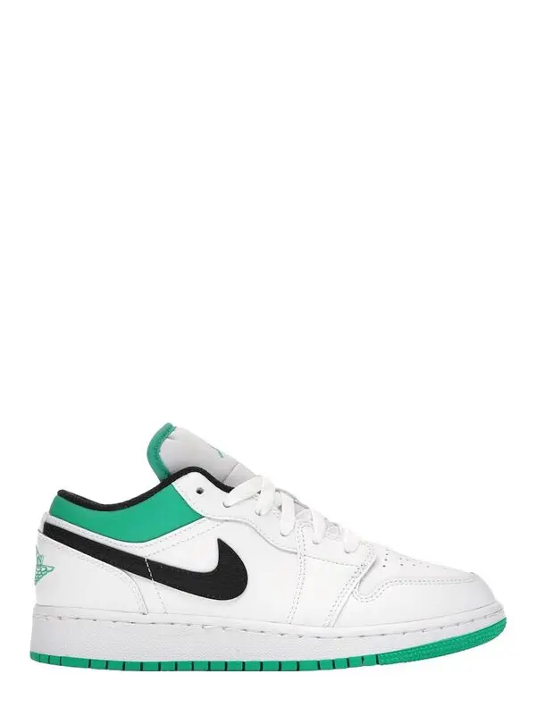 JORDAN 1 Low Tumbled Leather Gs - White/stadium Green/black