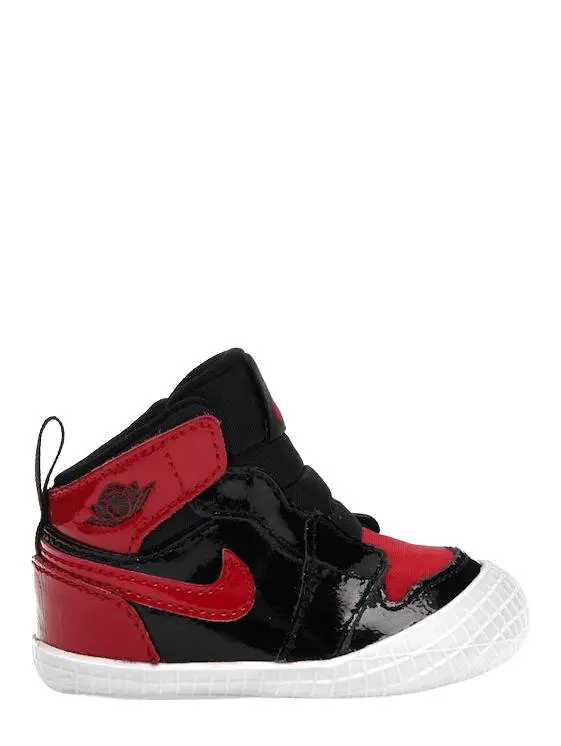 JORDAN 1 Crib Bootie Bred Patent - Black/varsity Red/white