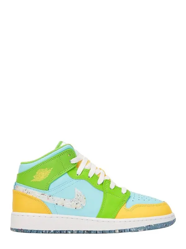JORDAN 1 Mid Se Recycled Grind Sneakers - Glacier Ice/white/citron Pulse