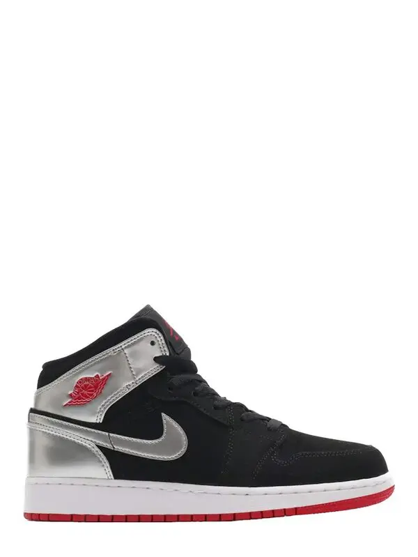 JORDAN 1 Mid Sneakers - Black/gym Red/metallic Silver